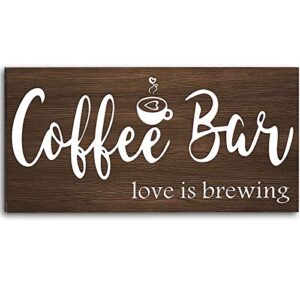 jetec coffee bar sign rustic wood coffee sign farmhouse coffee bar wall decor wood plaque hanging sign for home housewarming coffee bar coffee station, 12 x 6 inch