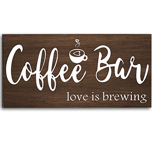 Jetec Coffee Bar Sign Rustic Wood Coffee Sign Farmhouse Coffee Bar Wall Decor Wood Plaque Hanging Sign for Home Housewarming Coffee Bar Coffee Station, 12 x 6 Inch