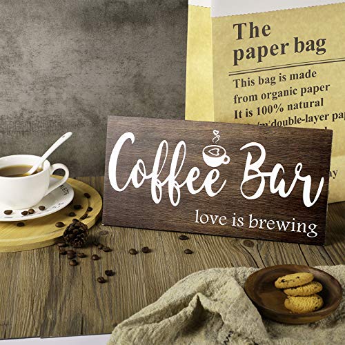 Jetec Coffee Bar Sign Rustic Wood Coffee Sign Farmhouse Coffee Bar Wall Decor Wood Plaque Hanging Sign for Home Housewarming Coffee Bar Coffee Station, 12 x 6 Inch