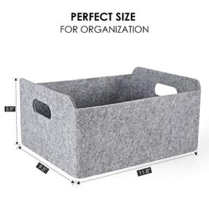 Welaxy Storage Baskets Collapsible Felt Storage bin Foldable Shelf Drawers Organizers Bins organizie Box with Handles for Kids Toys pet Toy Books Clothes Makeup Junk organise (Gray x 3)