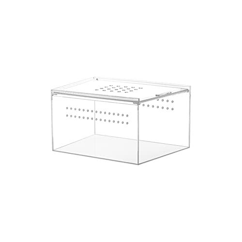 NANEEZOO Acrylic Reptile Breeding Box, 5x4x3 Inch Nano Flat/Long Enclosure Transparent Reptile Breeding Box Terrarium Cage Tank for Tarantula Scorpion Sling Isopods Invertebrates Insect Mantis