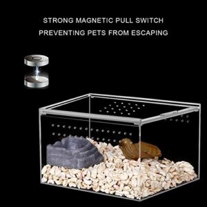 NANEEZOO Acrylic Reptile Breeding Box, 5x4x3 Inch Nano Flat/Long Enclosure Transparent Reptile Breeding Box Terrarium Cage Tank for Tarantula Scorpion Sling Isopods Invertebrates Insect Mantis