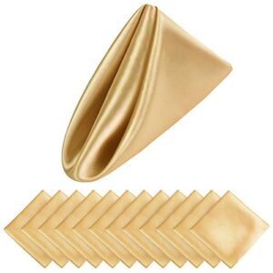 aneco 12 pieces satin napkin square 20 x 20 inches dinner napkins weddings party napkin soft table napkins for romantic weddings party dinner decoration (gold)