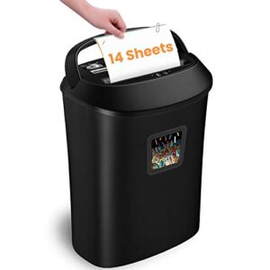 paper shredder,vidateco 14-sheet cross-cut shredder with us patented cutter,also shreds card/cd,heavy duty paper shredder for home office,durable&fast with jam proof system,6.6-gallon basket (etl)