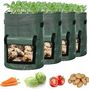 Potato Grow Bags,Potato Planters with Flap and Handles,Vegetables Garden Planting Bags for Onion,Fruits,Tomato,Carrot (10gallon-4pack)