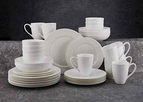 Mikasa Annabele Chip Resistant 40-Piece Dinnerware Set, Service For 8, White