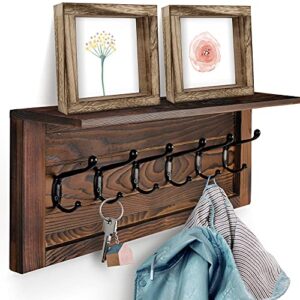 kibaga decorative coat rack for wall mount - large hanger with shelf and 6 hooks to simplify your home