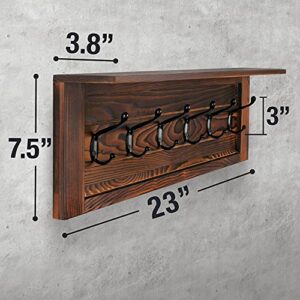 KIBAGA Decorative Coat Rack for Wall Mount - Large Hanger with Shelf and 6 Hooks to Simplify Your Home