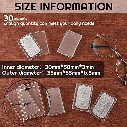 Silver Bar Case 1 oz Silver Bar Holder Clear Acrylic Storage Container Fit Silver Bar Box for 1 oz Silver Bar 1 Troy Ounce Bar (30 Pieces)