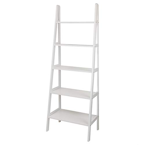 Casual Home 5-Shelf Ladder Bookcase, White (New)