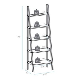 Casual Home 5-Shelf Ladder Bookcase, White (New)