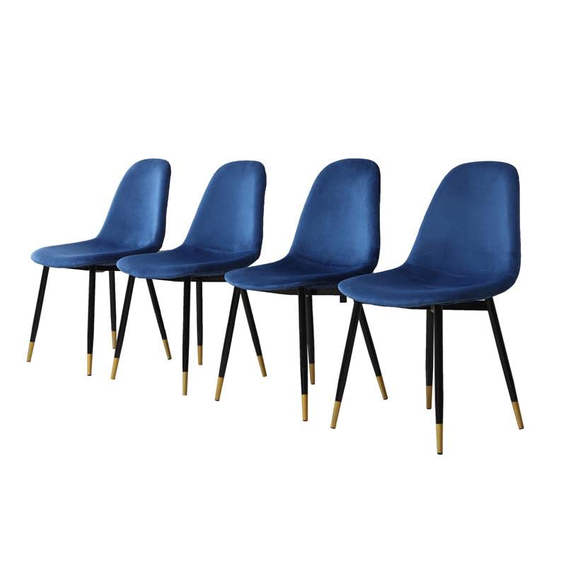 Roundhill Furniture Lassan Contemporary Fabric Dining Chairs, Set of 4, 22.25D x 17.25W x 33.25H in, Blue