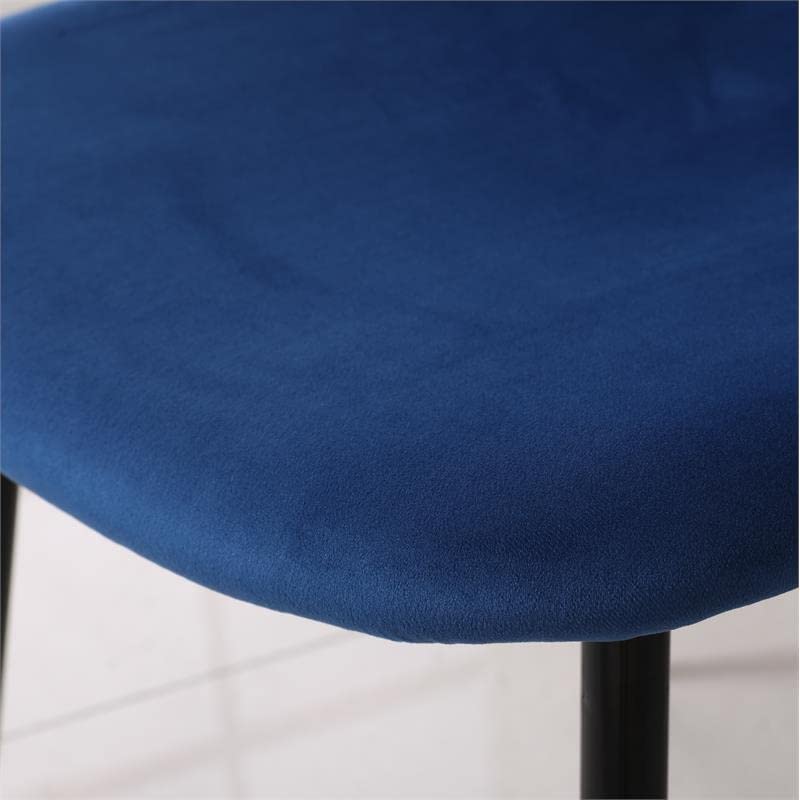 Roundhill Furniture Lassan Contemporary Fabric Dining Chairs, Set of 4, 22.25D x 17.25W x 33.25H in, Blue