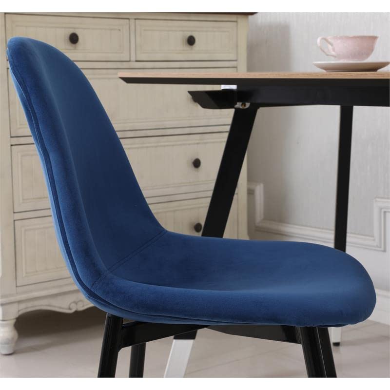 Roundhill Furniture Lassan Contemporary Fabric Dining Chairs, Set of 4, 22.25D x 17.25W x 33.25H in, Blue