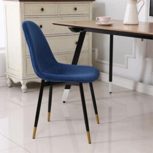 Roundhill Furniture Lassan Contemporary Fabric Dining Chairs, Set of 4, 22.25D x 17.25W x 33.25H in, Blue