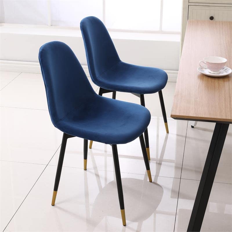 Roundhill Furniture Lassan Contemporary Fabric Dining Chairs, Set of 4, 22.25D x 17.25W x 33.25H in, Blue