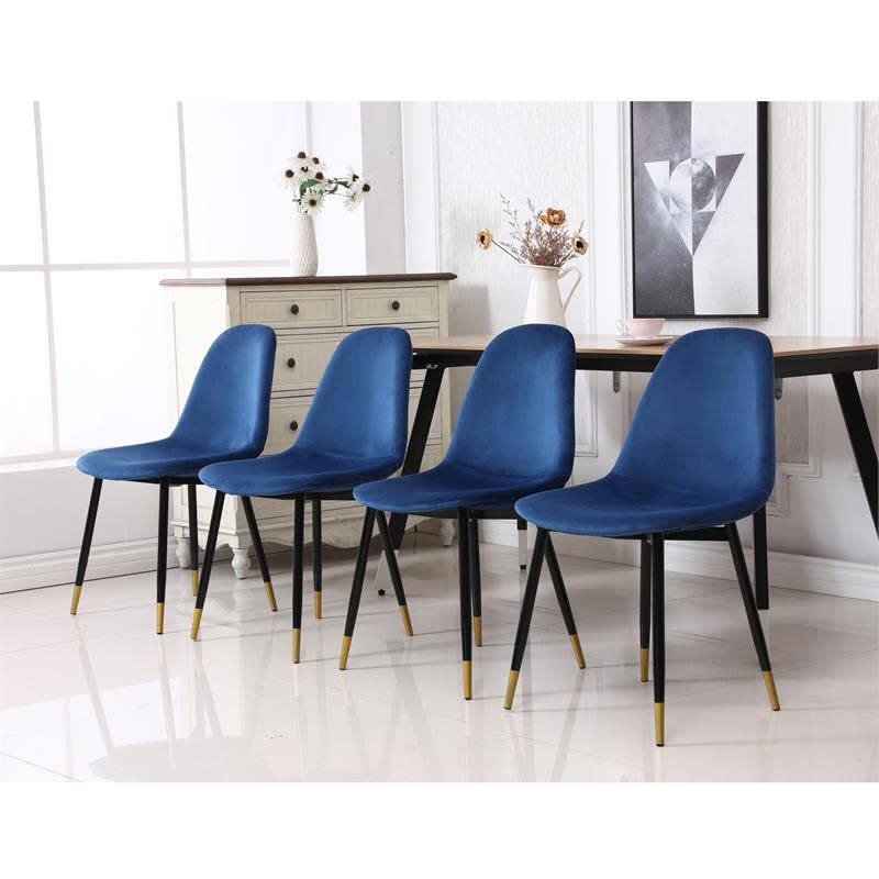 Roundhill Furniture Lassan Contemporary Fabric Dining Chairs, Set of 4, 22.25D x 17.25W x 33.25H in, Blue