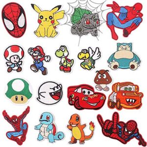 decorative patches, 18pcs sew on or iron on patches applique for clothing jeans jackets pants dress shoes hats handbags backpacks, assorted size decorative diy patches