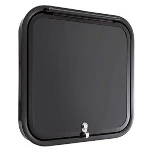 rv baggage door | rounded corners | camper | compartment door | black fiberglass (18" h x 18" w) | made in america