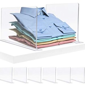 Sorbus Acrylic Adhesive Shelf Divider Organizers, w/Self Adhesive Tape, Great for Closet Organization, Clothes, Linens, Purse Separators, Kitchen Cabinets, Bedroom, 6-Pack, Clear (11x1x8)