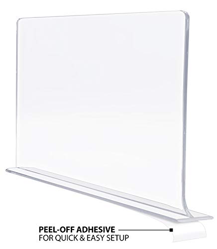 Sorbus Acrylic Adhesive Shelf Divider Organizers, w/Self Adhesive Tape, Great for Closet Organization, Clothes, Linens, Purse Separators, Kitchen Cabinets, Bedroom, 6-Pack, Clear (11x1x8)