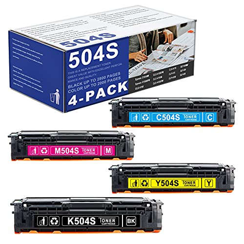 4 Pack CLT-K504S C504S M504S Y504S Toner Cartridge Replacement for Samsung Xpress C1810W C1860FW CLX-4195 4195FW 4195FW 4170 4195N CLP 415 415N 415NW 470 475 Printer Toner (1BK+1C+1M+1Y).