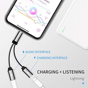 Apple MFI Certified Headphone Adapter Lightning to Audio Jack Charger Extender Earphone Charging Splitter Compatible with Iphone 11 12mini pro max xs xr x se2 7 8plus for Ipad Air Cord Cable Converter