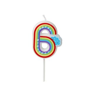 birthday rainbow candle number 0-9 children cute birthday cake candle party cake decoration (number 6)