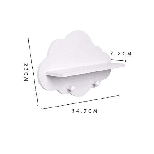 Hanger Rack, Cloud Shelves Cloud Shape Wood Floating Shelf White Floating Shelves Wall Mount Display Board Coat Hanger Storage Rack Nursery Accessories