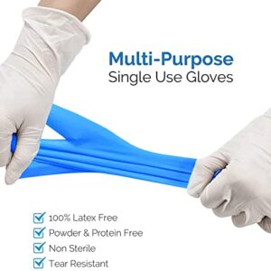 Basic Disposable Vinyl Exam Gloves 100Pcs,XL Size,Cleaning Gloves,Food Service Gloves,Powder Free,Latex Free,Non-Sterile for All Purposes Gloves,Blue (BMPF3004B)