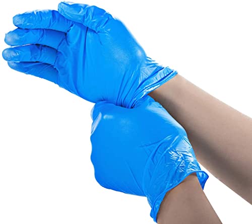 Basic Disposable Vinyl Exam Gloves 100Pcs,XL Size,Cleaning Gloves,Food Service Gloves,Powder Free,Latex Free,Non-Sterile for All Purposes Gloves,Blue (BMPF3004B)