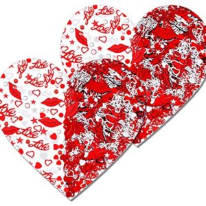 3000 Pieces Red Silver Heart Confetti, Valentine's Day Wedding Anniversary Party Table Scatter Confetti Decoration, Valentines Metallic Foil Glitter Heart Sequin