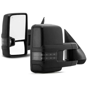 akkon - for 03-06 chevy silverado suburban tahoe gmc sierra yukon pickup truck extending power heated tow mirrors w/smoked signal