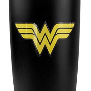 DC Comics Wonder Woman Classic W Logo Stainless Steel Tumbler 20 oz Coffee Travel Mug/Cup, Vacuum Insulated & Double Wall with Leakproof Sliding Lid | Great for Hot Drinks and Cold Beverages