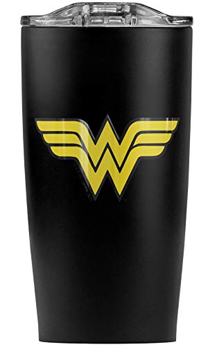 DC Comics Wonder Woman Classic W Logo Stainless Steel Tumbler 20 oz Coffee Travel Mug/Cup, Vacuum Insulated & Double Wall with Leakproof Sliding Lid | Great for Hot Drinks and Cold Beverages