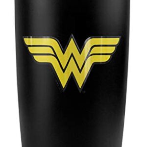 DC Comics Wonder Woman Classic W Logo Stainless Steel Tumbler 20 oz Coffee Travel Mug/Cup, Vacuum Insulated & Double Wall with Leakproof Sliding Lid | Great for Hot Drinks and Cold Beverages