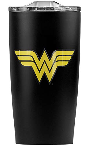 DC Comics Wonder Woman Classic W Logo Stainless Steel Tumbler 20 oz Coffee Travel Mug/Cup, Vacuum Insulated & Double Wall with Leakproof Sliding Lid | Great for Hot Drinks and Cold Beverages