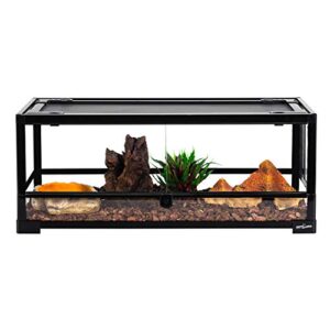 repti zoo glass reptile terrarium 20 gallon, front opening reptile tank 30" x 12"x 12" for reptile pets gecko lizard snake, top screen ventilation escape proof lid