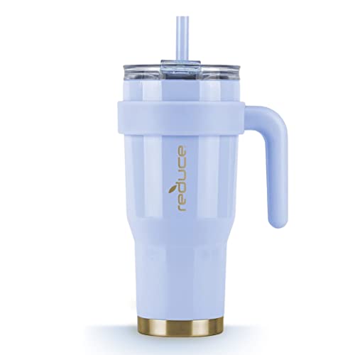 Reduce 24 oz Tumbler with Handle and Straw - Stainless Steel with Sip-It-Your-Way Lid - Keeps Drinks Cold up to 24 Hours - Sweat Proof, Dishwasher Safe, BPA Free - Glacier, Opaque Gloss