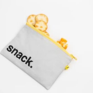 Fluf Zip Snack Sack: Reusable Snack & Sandwich Bag, Zipper Closure | 100% organic cotton with RPET lining | Tested Food-Safe | Rinsable & Machine Washable (Snack Black, Snack)