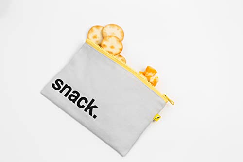 Fluf Zip Snack Sack: Reusable Snack & Sandwich Bag, Zipper Closure | 100% organic cotton with RPET lining | Tested Food-Safe | Rinsable & Machine Washable (Snack Black, Snack)