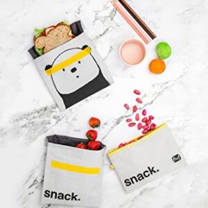 Fluf Zip Snack Sack: Reusable Snack & Sandwich Bag, Zipper Closure | 100% organic cotton with RPET lining | Tested Food-Safe | Rinsable & Machine Washable (Snack Black, Snack)