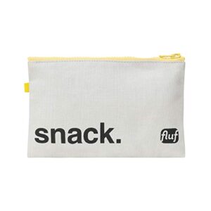 Fluf Zip Snack Sack: Reusable Snack & Sandwich Bag, Zipper Closure | 100% organic cotton with RPET lining | Tested Food-Safe | Rinsable & Machine Washable (Snack Black, Snack)