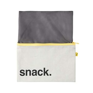 Fluf Zip Snack Sack: Reusable Snack & Sandwich Bag, Zipper Closure | 100% organic cotton with RPET lining | Tested Food-Safe | Rinsable & Machine Washable (Snack Black, Snack)