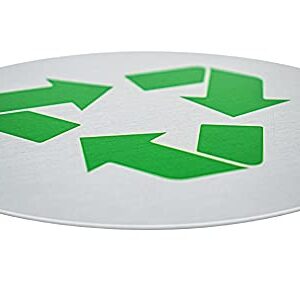 Metal Recycle Signs | 5.5" Round, Recycle Bin Marker | Metal Sign for Recycling Basket | Brushed Silver Aluminum with Green Recycle Symbol - Made in The USA