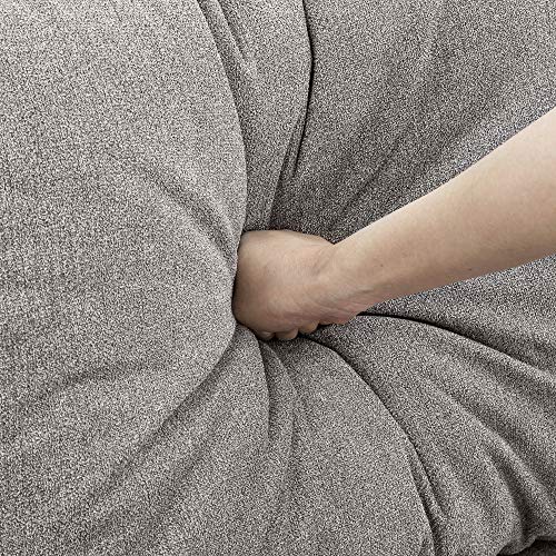 AUKUYEE Modern Fabric Sectional Couch Living Room, 6-Pcs L-Shaped Corner Sofa with 3 Pillows, 100 inch, Grey