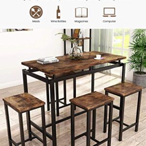 Recaceik 5 PCS Dining Table Set, Modern Kitchen Table and Chairs for 4, Wood Pub Bar Table Set Perfect for Breakfast Nook, Small Space Living Room