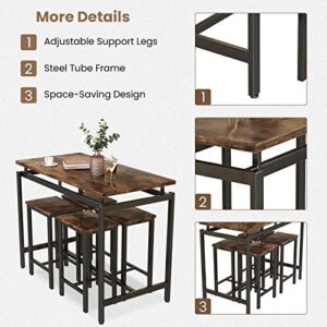 Recaceik 5 PCS Dining Table Set, Modern Kitchen Table and Chairs for 4, Wood Pub Bar Table Set Perfect for Breakfast Nook, Small Space Living Room