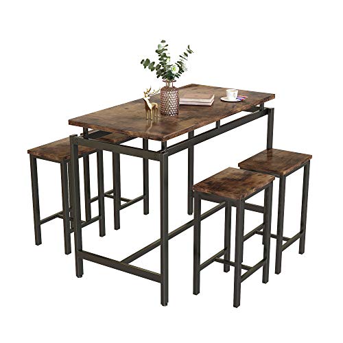 Recaceik 5 PCS Dining Table Set, Modern Kitchen Table and Chairs for 4, Wood Pub Bar Table Set Perfect for Breakfast Nook, Small Space Living Room