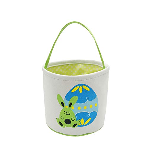 3 Pcs Easter Bunny Basket Egg Bags for Kids,Canvas Bunny Printing Tote Bags Buckets for Easter (egg multicolor)